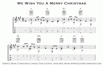 Easy Christmas Carols For Guitar: Sheet Music, Chords, TAB & Lyrics
