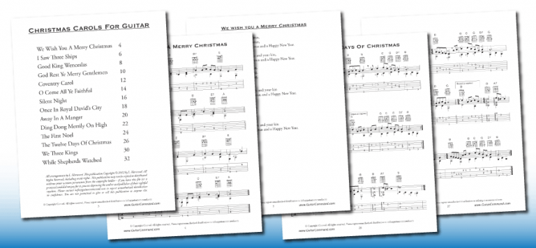 Easy Christmas Carols For Guitar: Sheet Music, Chords, TAB & Lyrics