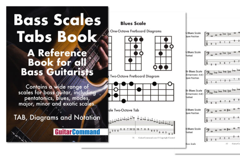 Bass Scales Tabs Book: Printable PDF Download By Guitar Command